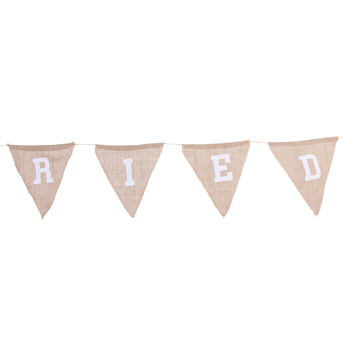 RENACLIPY Hessian Banner Just Married Assorted Color Triangle Flags for ...