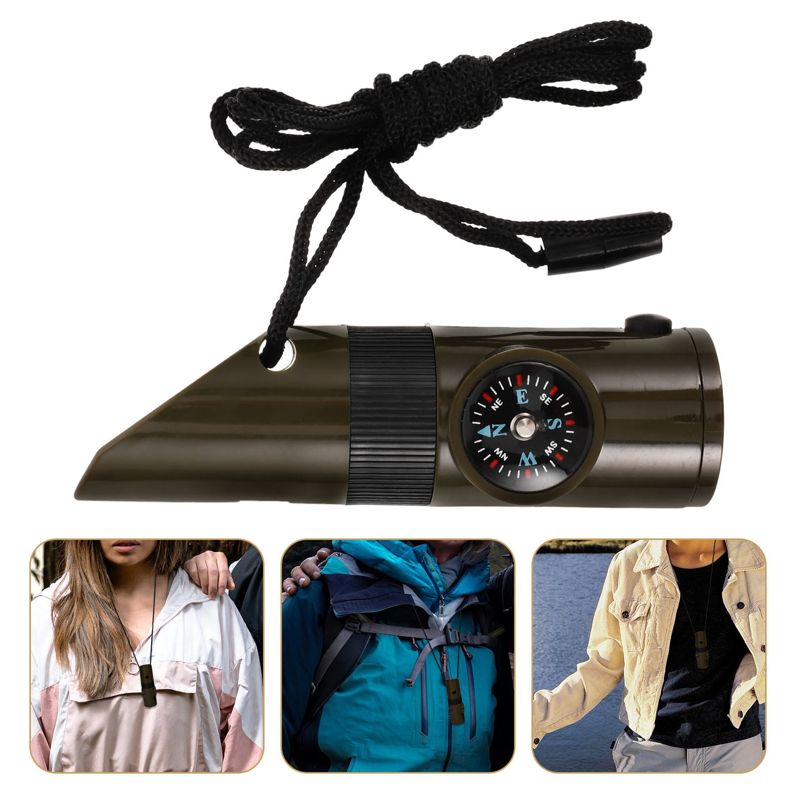 HEMOTON Whistle with Compass Multi-functional Hiking Titanium Emergency ...