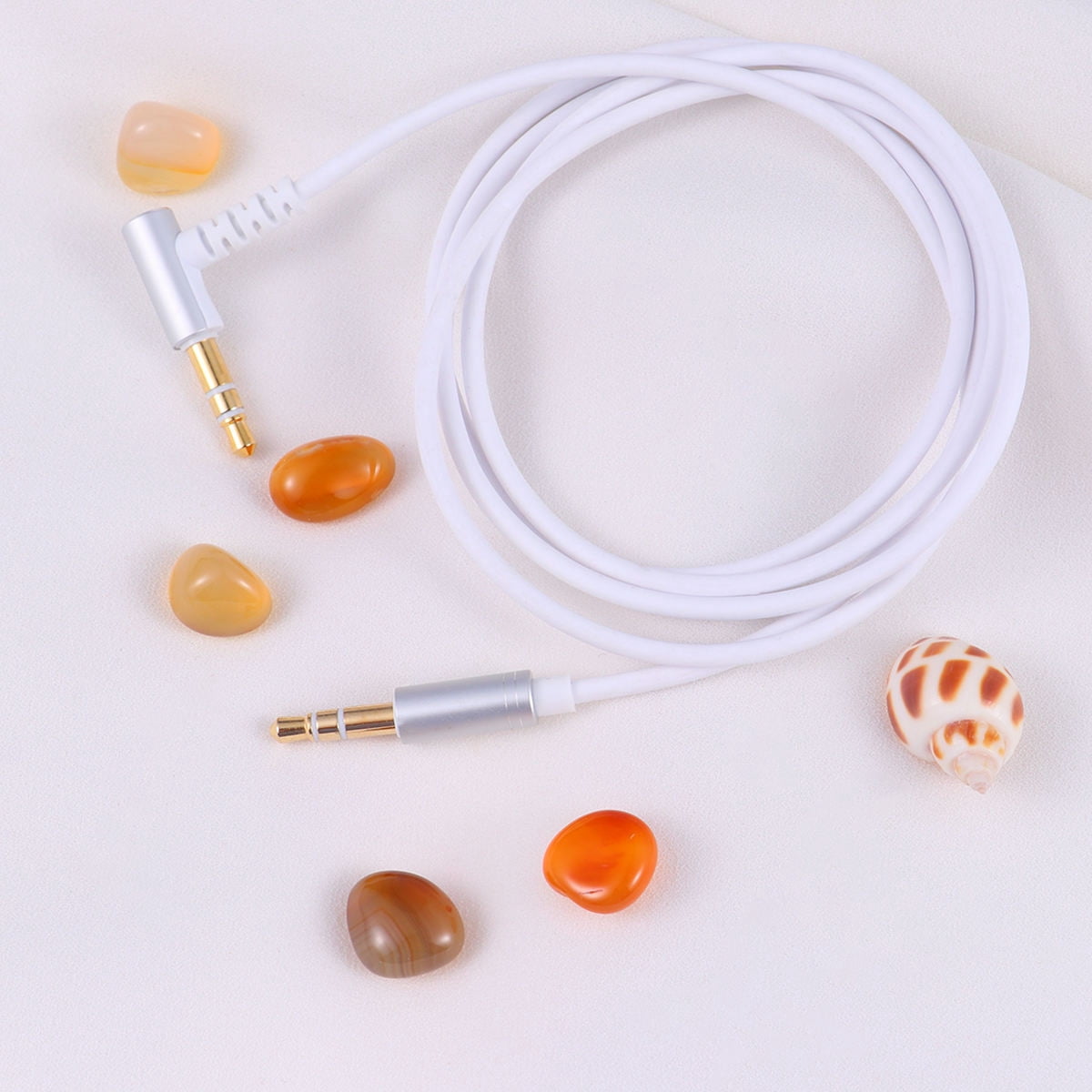 HEMOTON White 3.5mm Male to Male AUX Audio Cable with MIC and Control ...