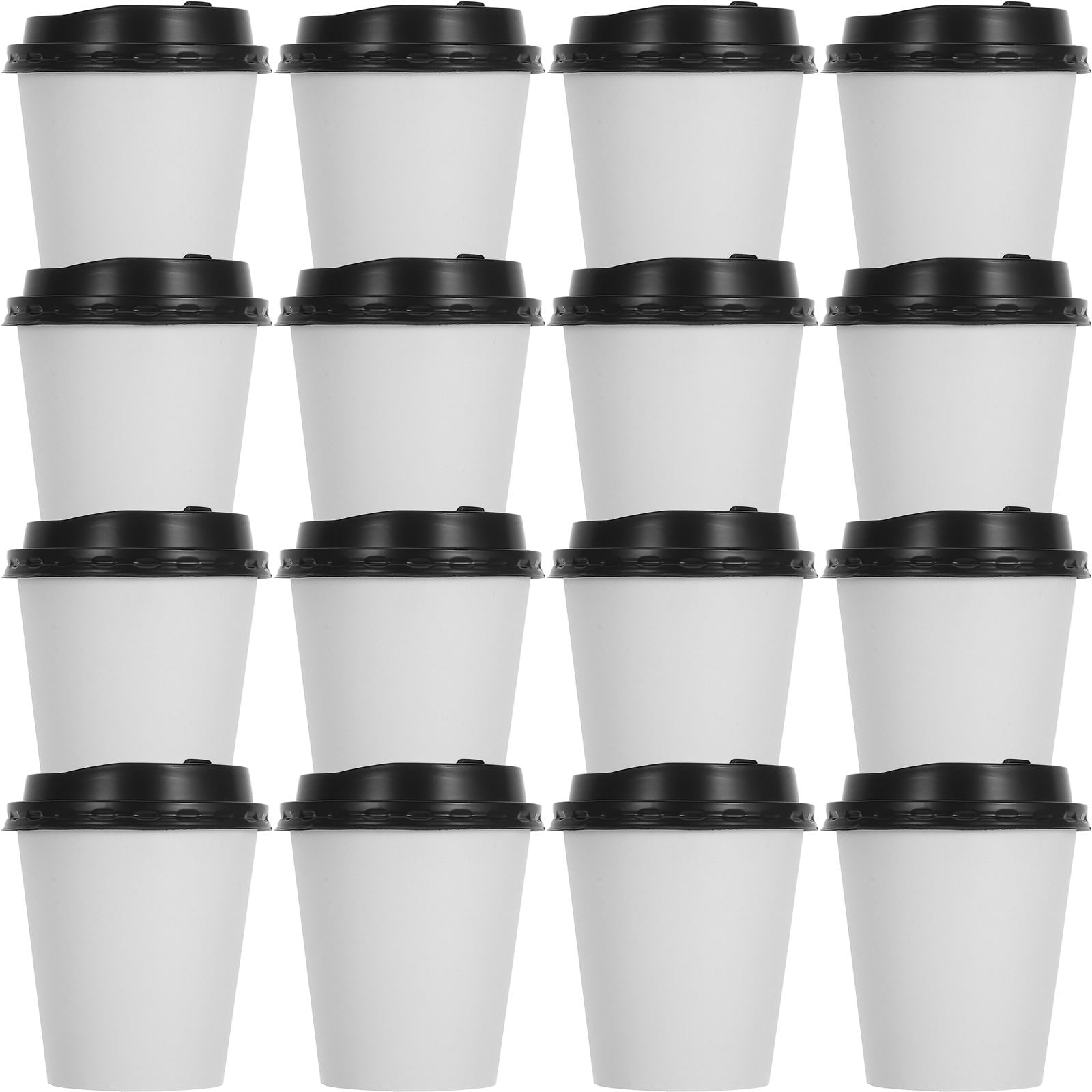 HEMOTON White Disposable Coffee Cups with Lids for Drinking Use Made of ...
