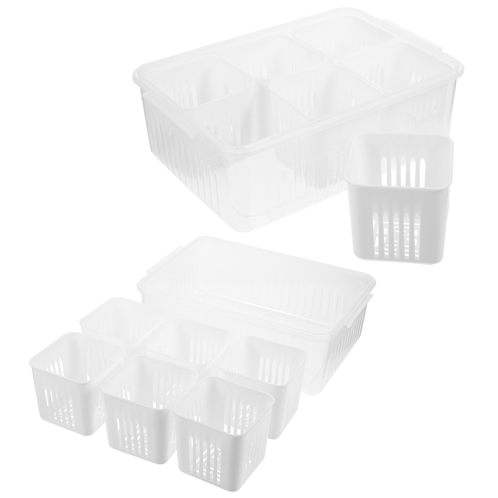 COOPHYA Fridge Food Prep Container White 2 Sets Refrigerator Use ...