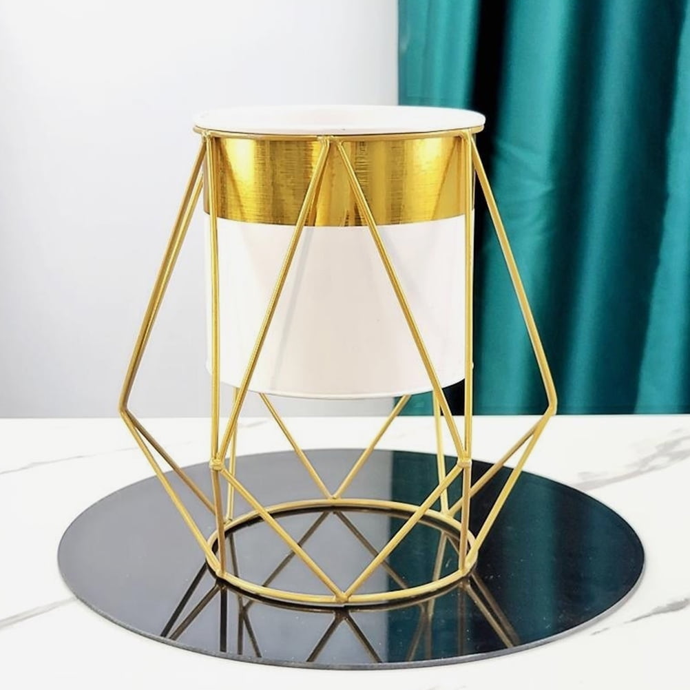 HEMOTON White Iron Plant Stand for Storage Small Office Desk ...