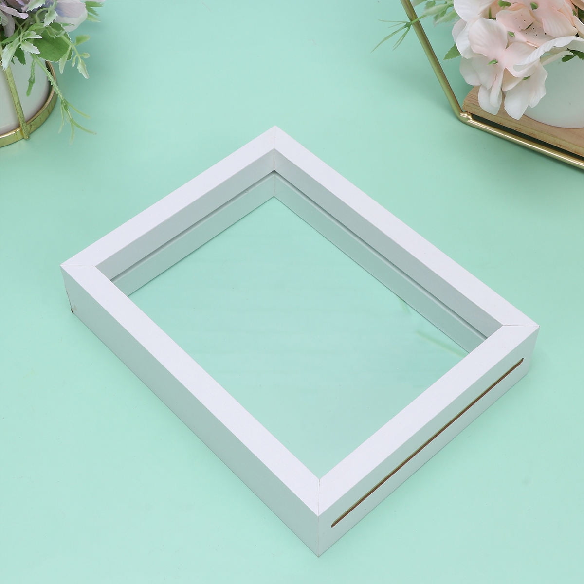 HEMOTON 7-Inch White Photo Frame with Double-Sided Glass for Displaying ...