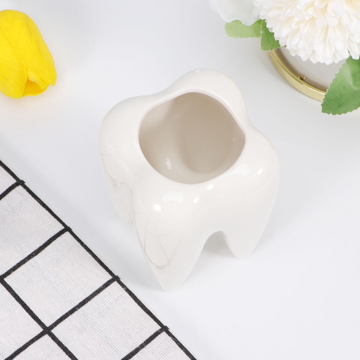 HEMOTON White Planter Tooth Shaped Flower Pot Desktop Succulent - Walmart.com