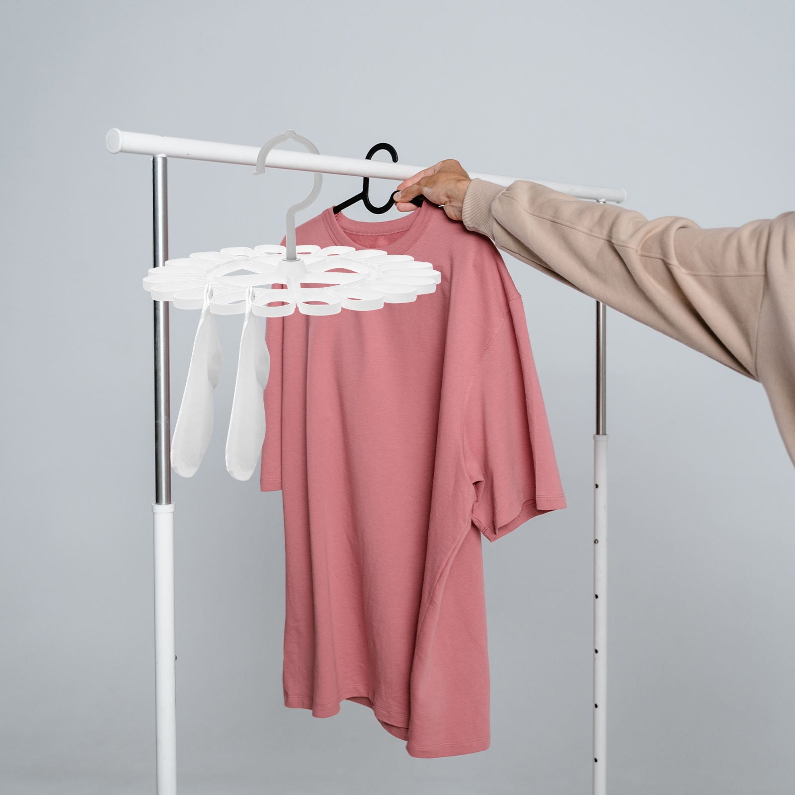 HEMOTON White Plastic Sock Drying Rack for Laundry with No Clips Easy ...