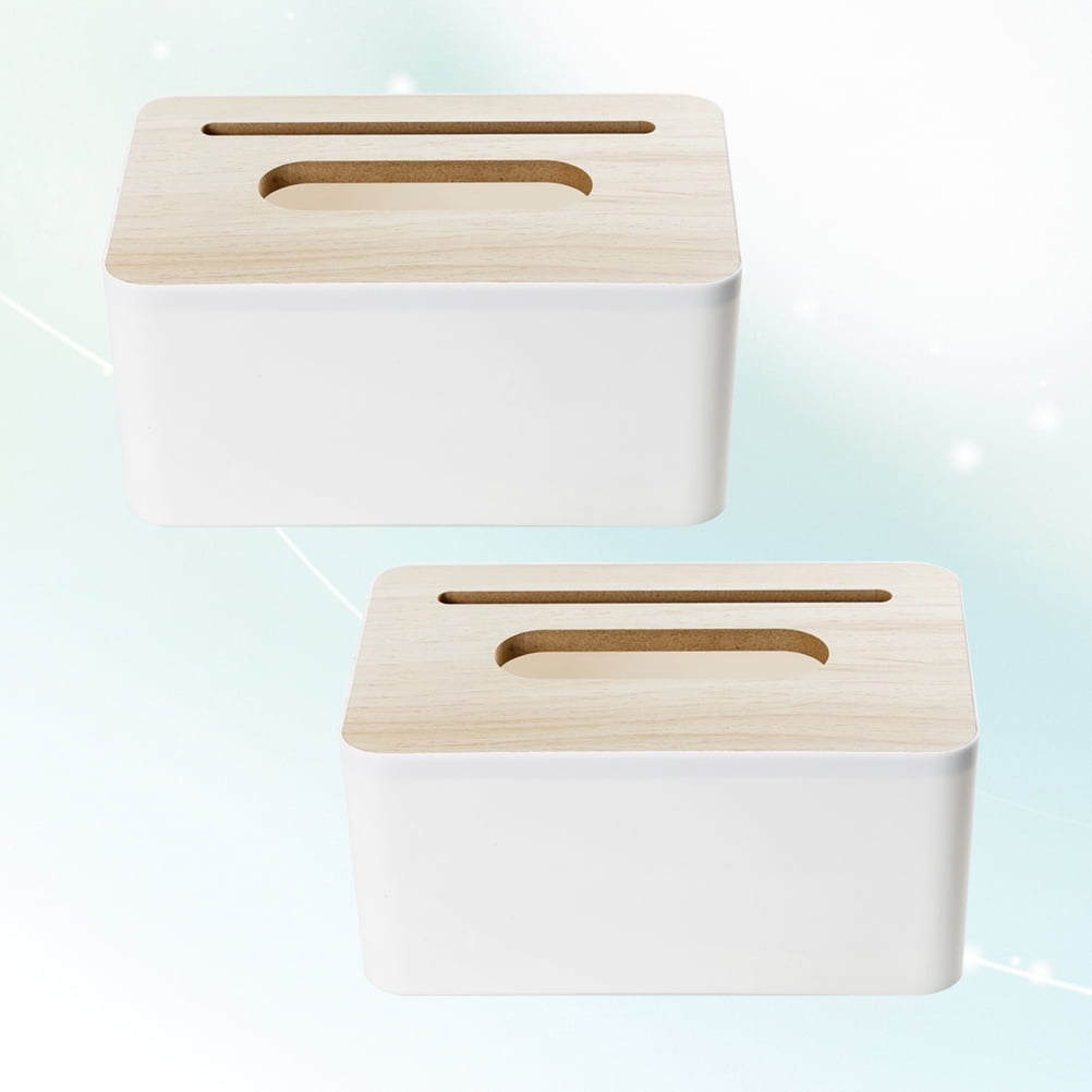 HEMOTON White Plastic Tissue Box for Holding Paper with Convenient Push ...