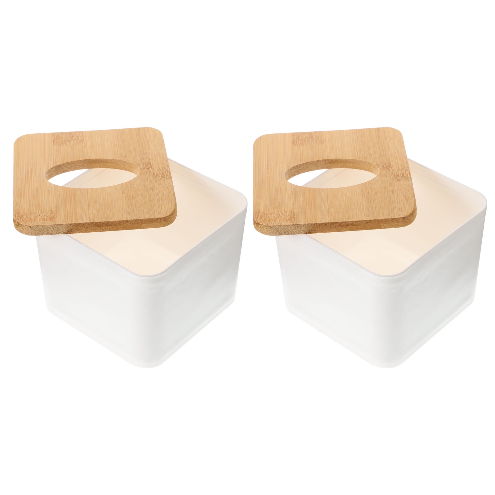 HEMOTON White Tissue Box with Wooden Cover for Home Use Plastic and ...