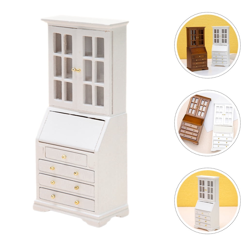 HEMOTON White Wooden Miniature Doll House Cabinet Model for Decoration ...