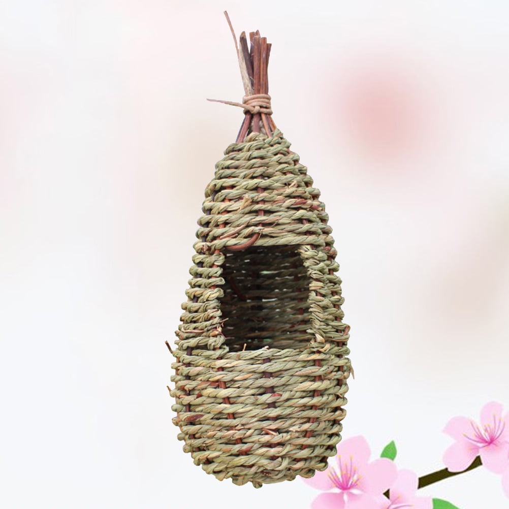 HEMOTON Window Bird Nest Hand Knitted Birdhouse Garden Hanging Ornament ...