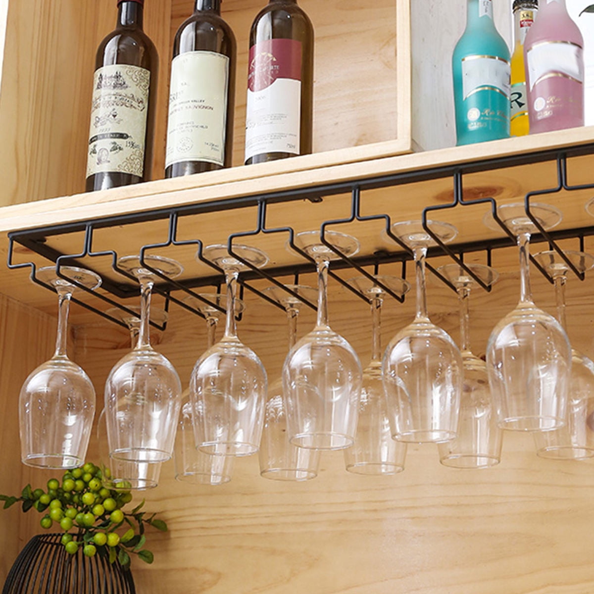 HEMOTON Wine Glasses Hanger Iron Craft Wine Cup Shelf Iron Goblet ...
