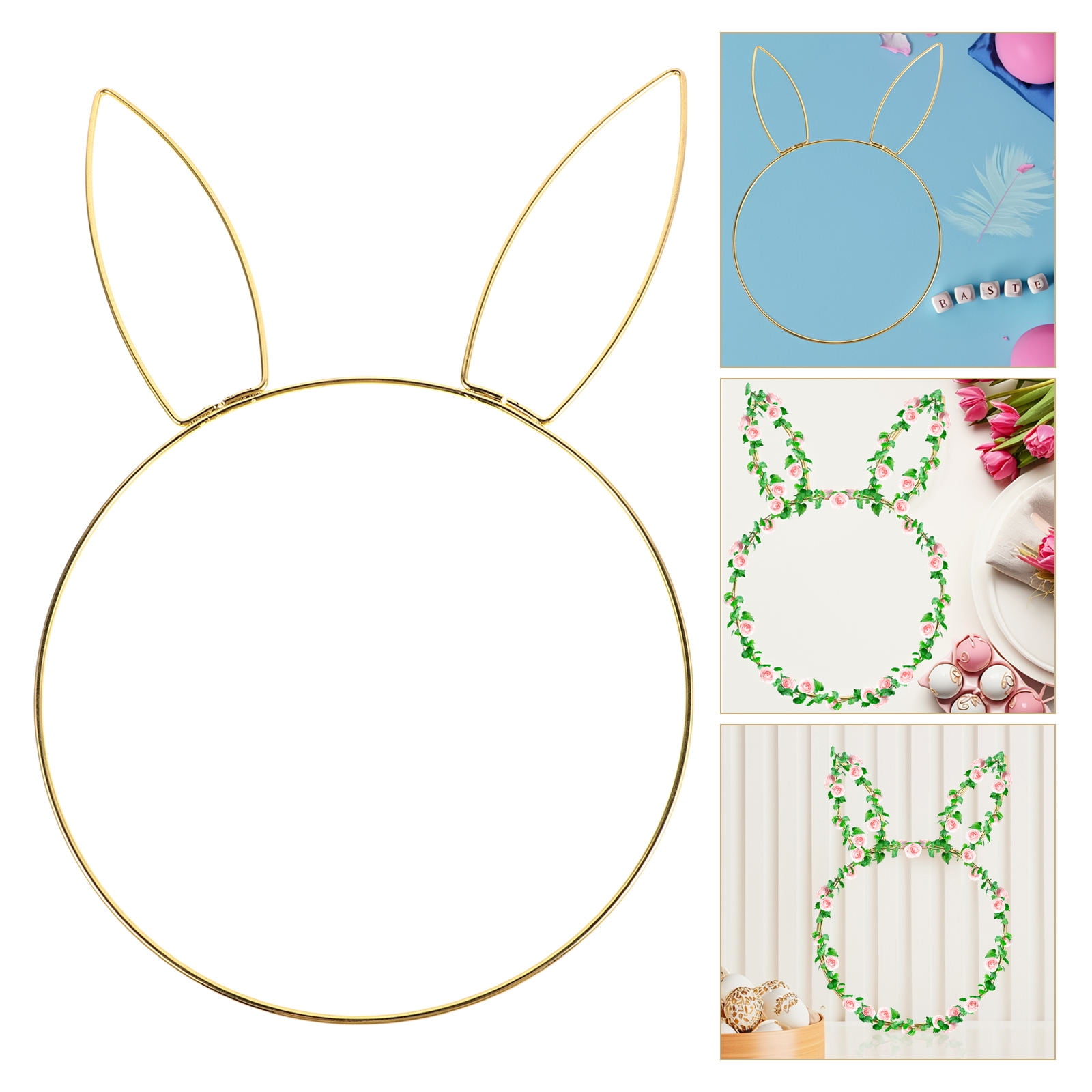 HEMOTON Wire Bunny Wreath Form Head Circle Ring Rabbit Hoop - Walmart.com