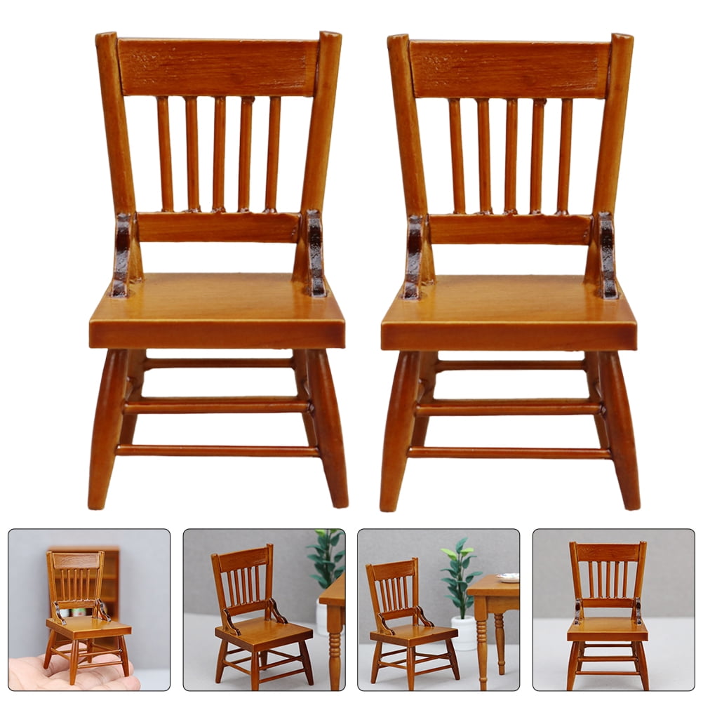 UPGRATOR Decorative Miniature Furniture Wood 2Pcs 3.1X1.8In - Walmart.com