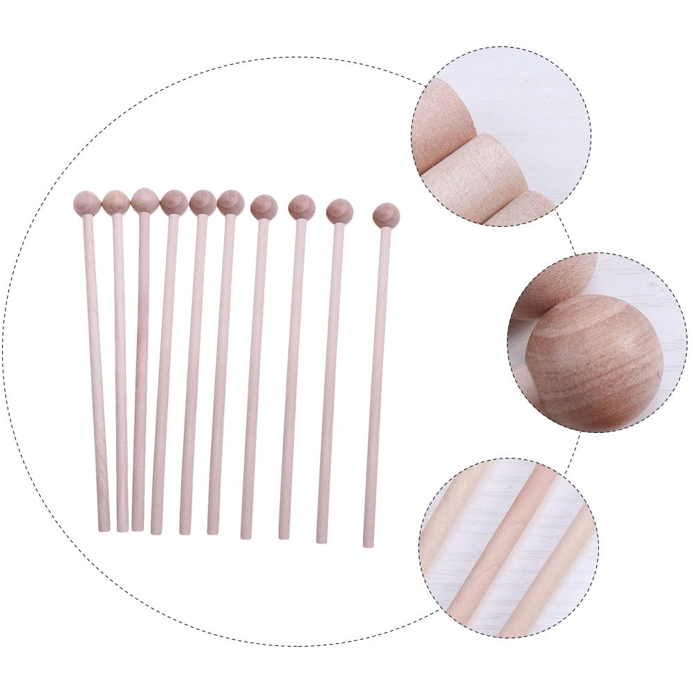 HEMOTON Wood Music Mallets for Instrument with Long Handle and End Pure ...