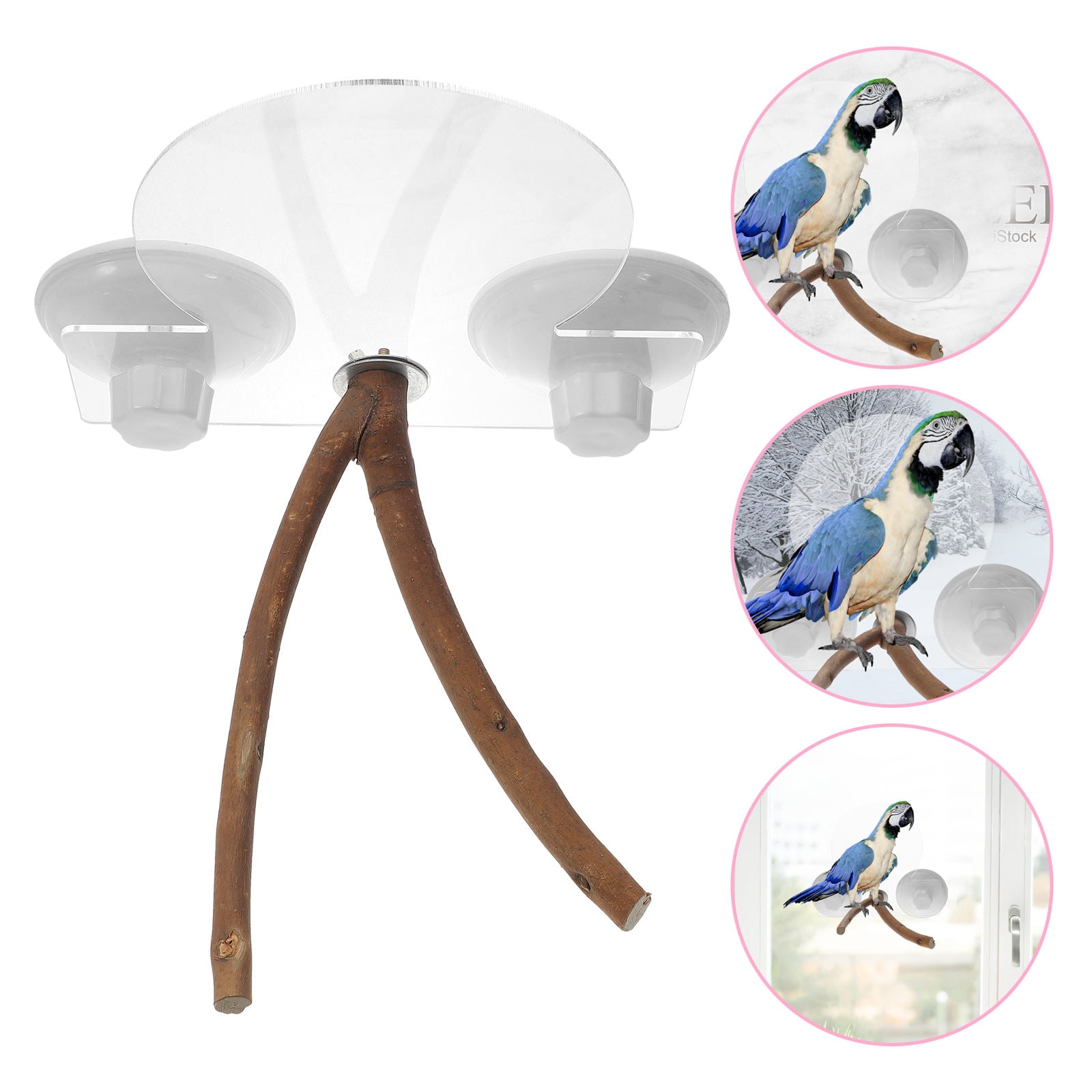 HEMOTON Wood Perches for Bird Cage Accessories Parakeets Indoor Travel ...