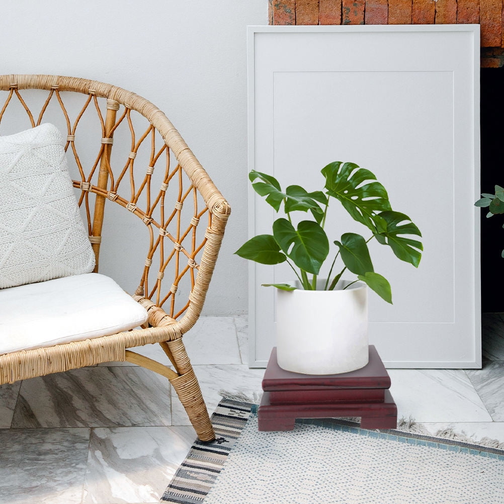 HEMOTON Wood Planter Stand Vintage Smooth Wood Pedestal Plant Pot Stand ...