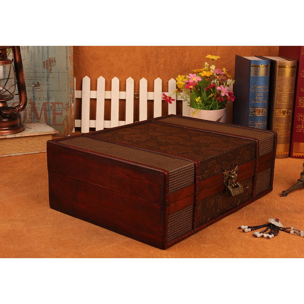 HEMOTON Wood Storage Box for Documents and Sundries Large Desktop ...