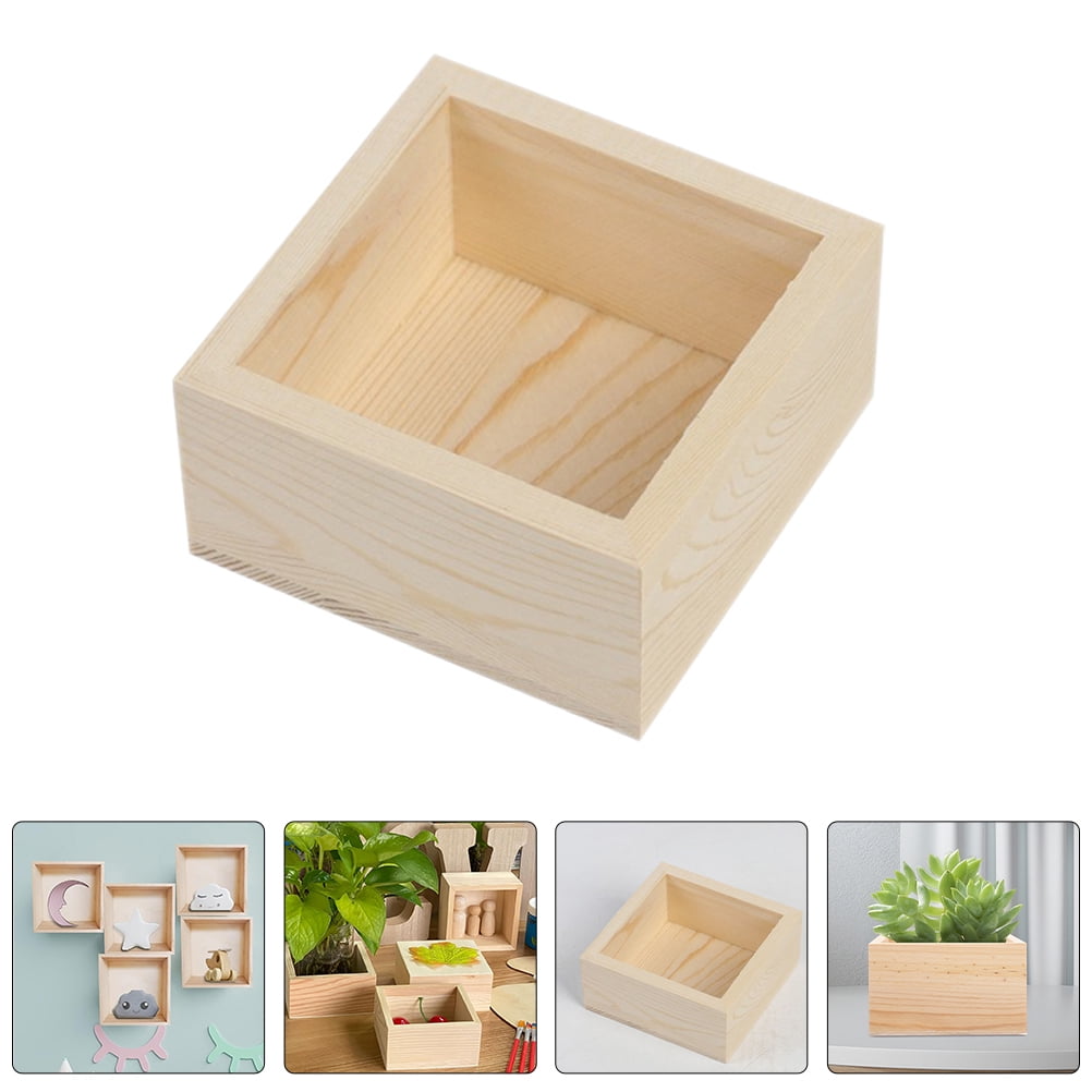 HEMOTON Wood Storage Boxes for Plants and Crafts Multifunctional Square ...