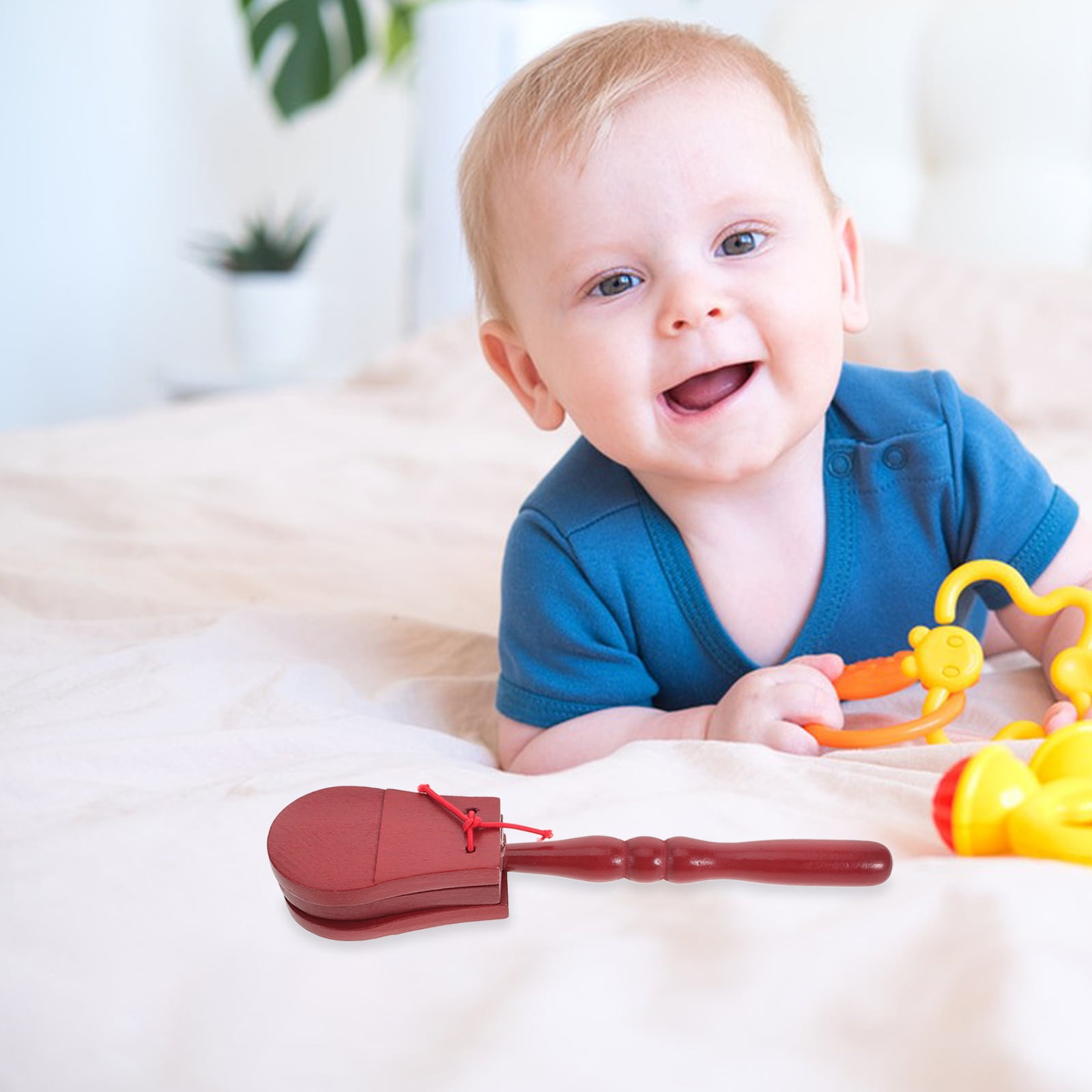 HEMOTON Wooden Castanet Percussion Toy for Kids in Dark Red Safe and ...