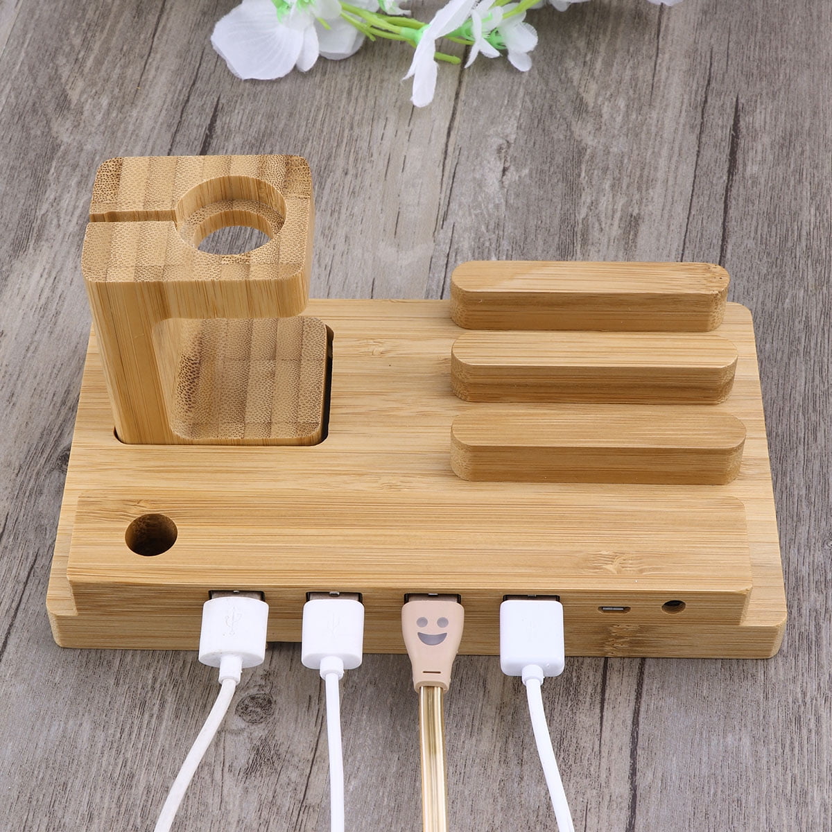 HEMOTON Wooden Charging Dock Stand for Phone and with Cable Management ...