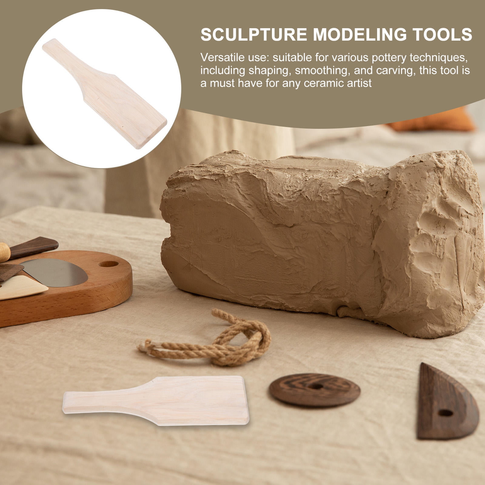 HEMOTON Wooden Clay Paddle Tool for Shaping and Sculpting with Solid ...