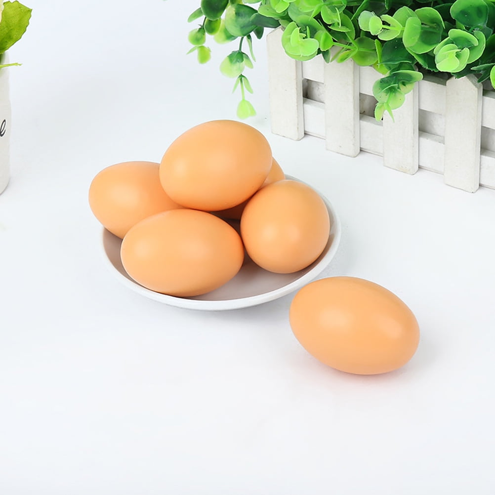 HEMOTON Wooden Fake Eggs for Painting Look Like Real Eggs 6 Pcs Craft ...