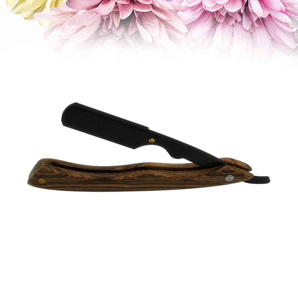HEMOTON Wooden Handle Black Chic Straight Barber Steel Razors Shaving ...