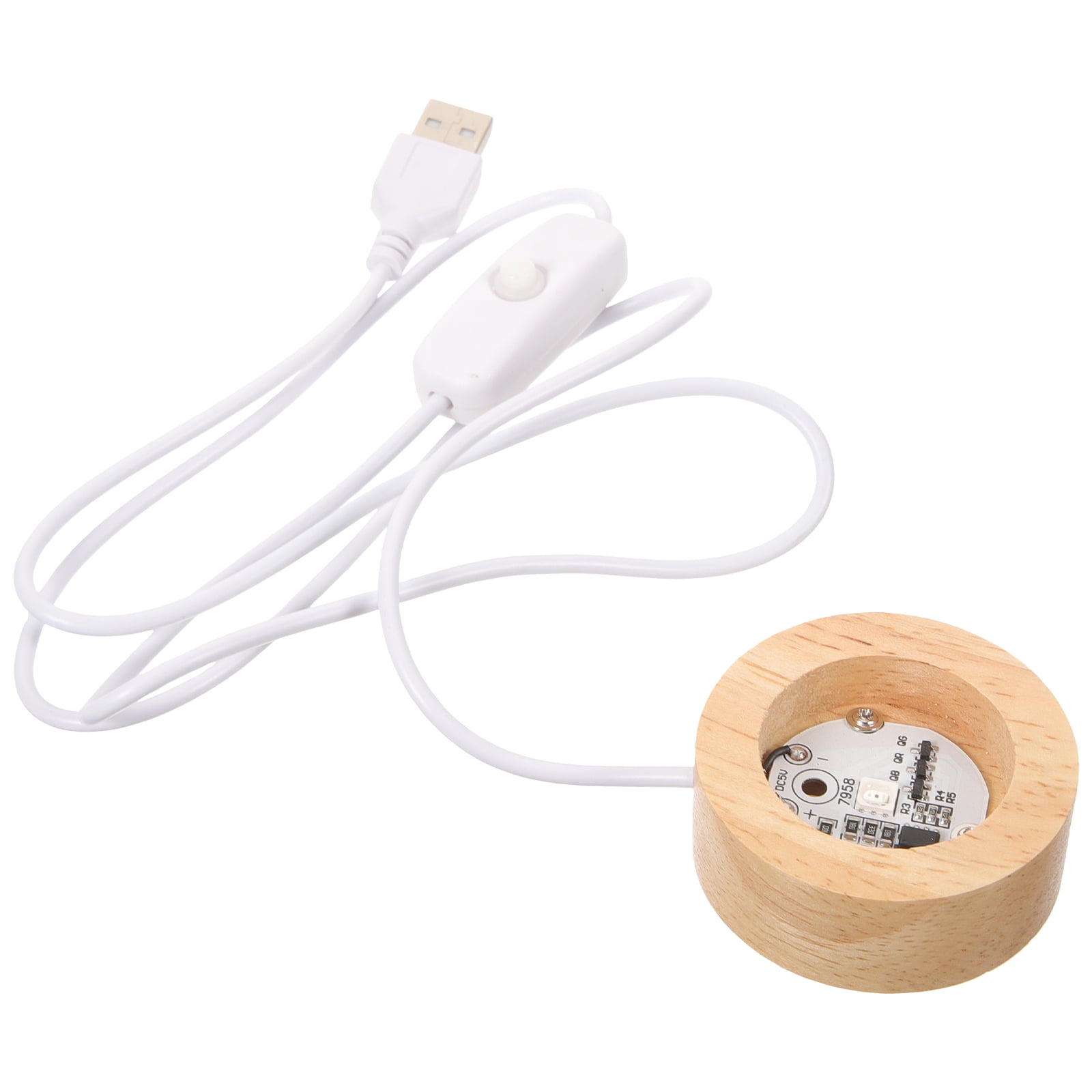 HEMOTON Wooden Light Base Small Wooden LED Display Stand Round Lighted ...