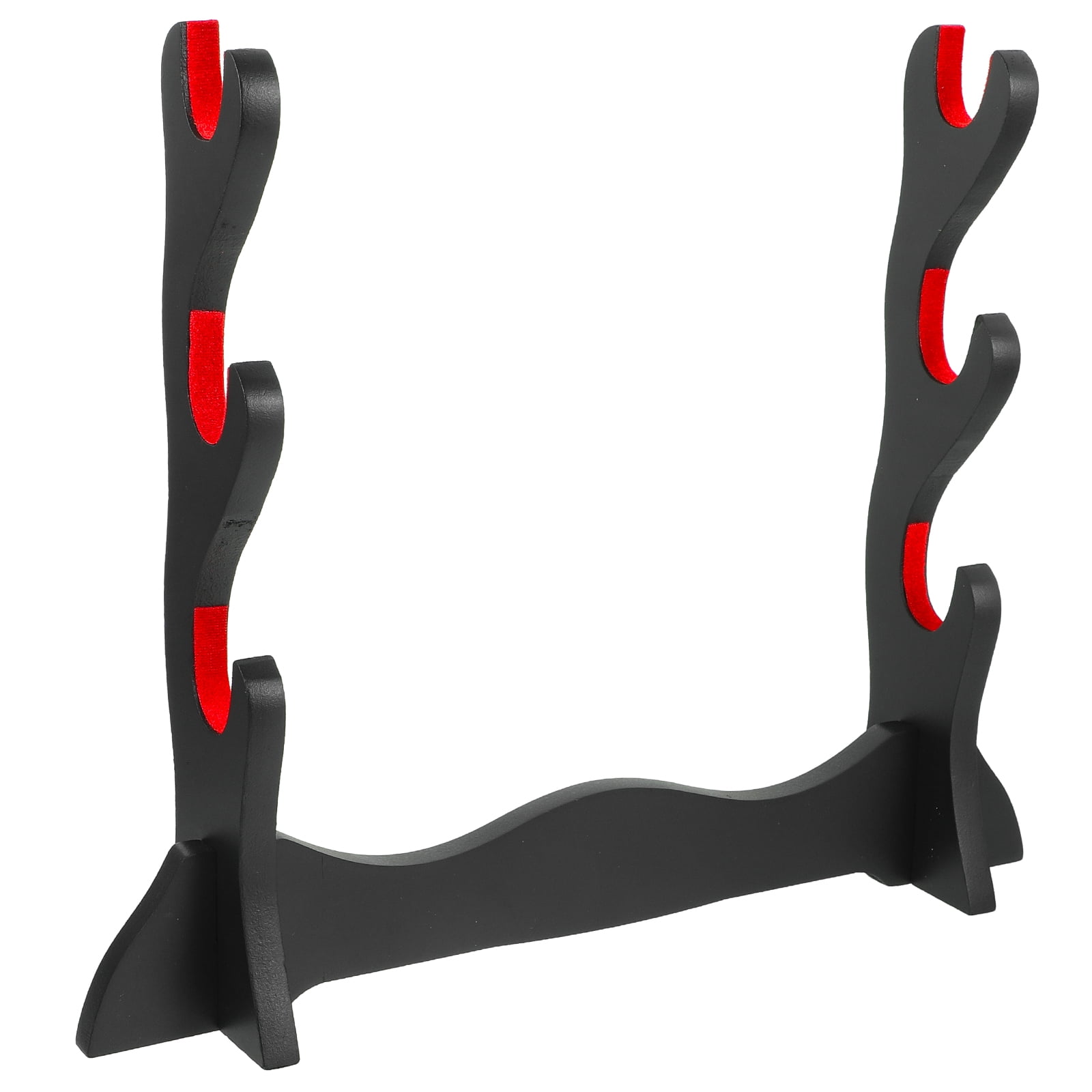 HEMOTON Wooden Sword Display Stand for Home Black 3-layer Sturdy Wall ...