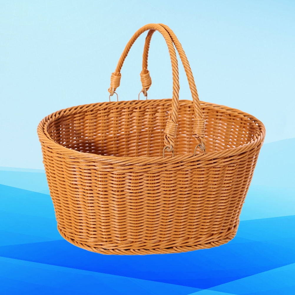 HEMOTON Brown Woven Shopping Basket for Logs, Rustic Storage Basket ...