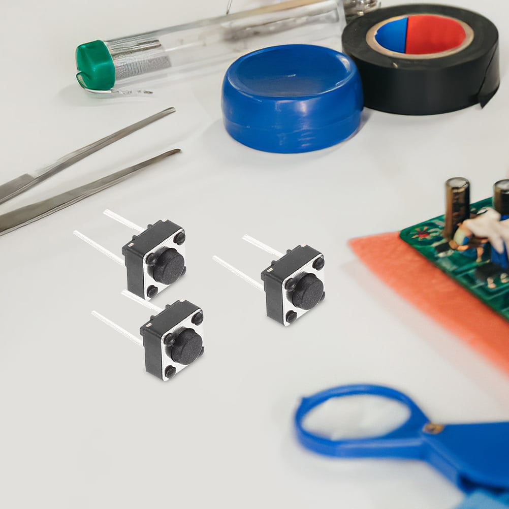 HEMOTON tactile Momentary Push Button for PCB Reliable Performance Light Black Plastic 100Pcs ...