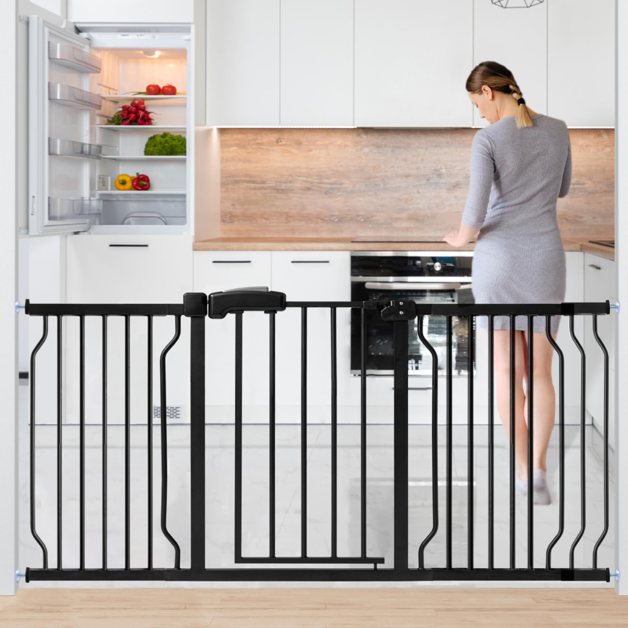 HEMRORO Extra Wide Baby Gate for Stairs Doorways Door, 30" Tall 57.1-66 ...