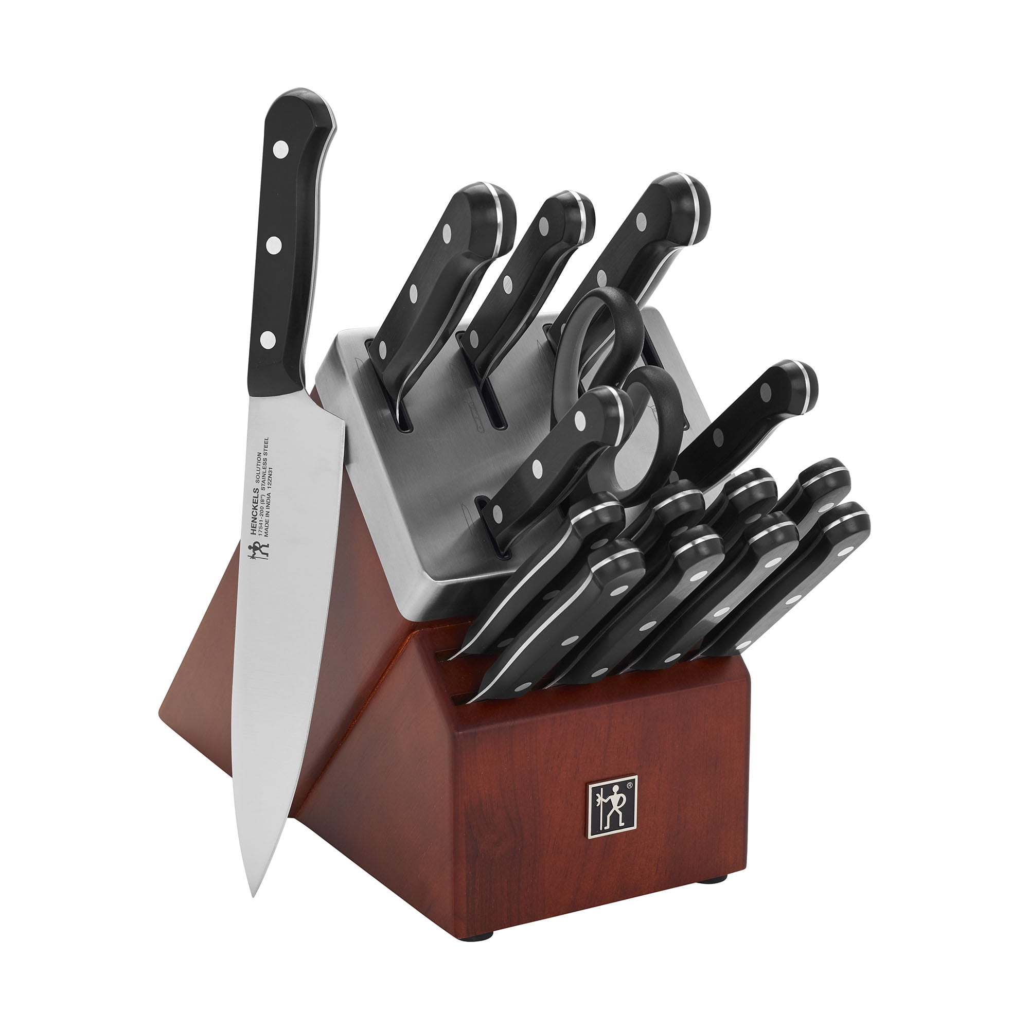 HENCKELS 16-pc Kitchen Knife Set with Sharpener, Serrated Bread Knife ...