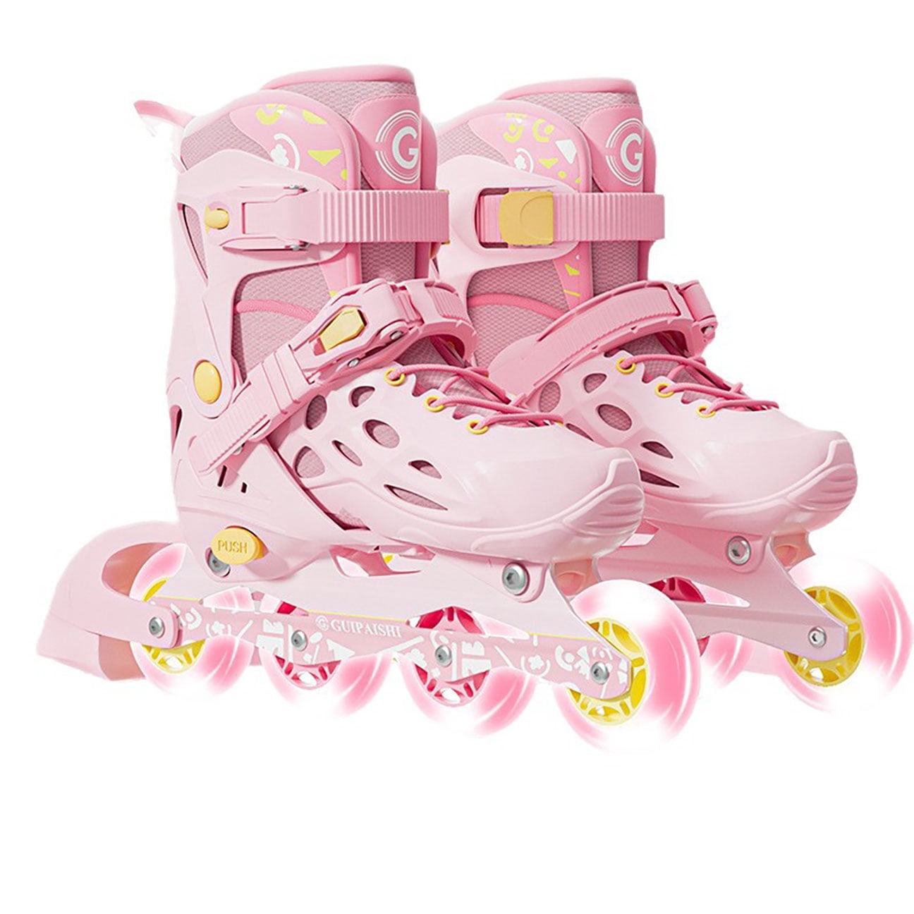 HENG Co. Light-Up Quad Roller Skates for Adults & Kids, Cowhide Leather ...