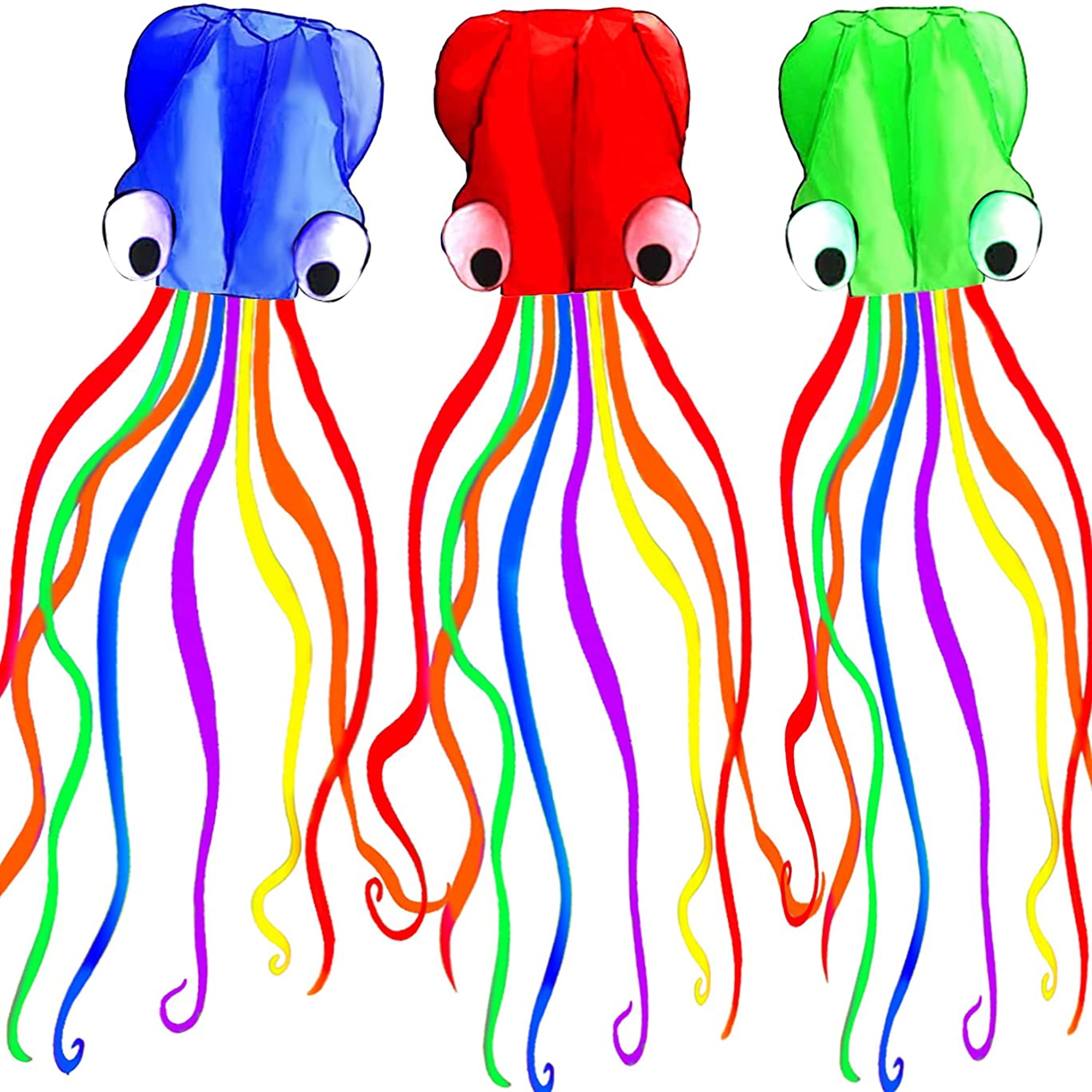 HENGDA KITE Dual Line Handle, 3 Pack Polyester Soft Octopus Kite for ...