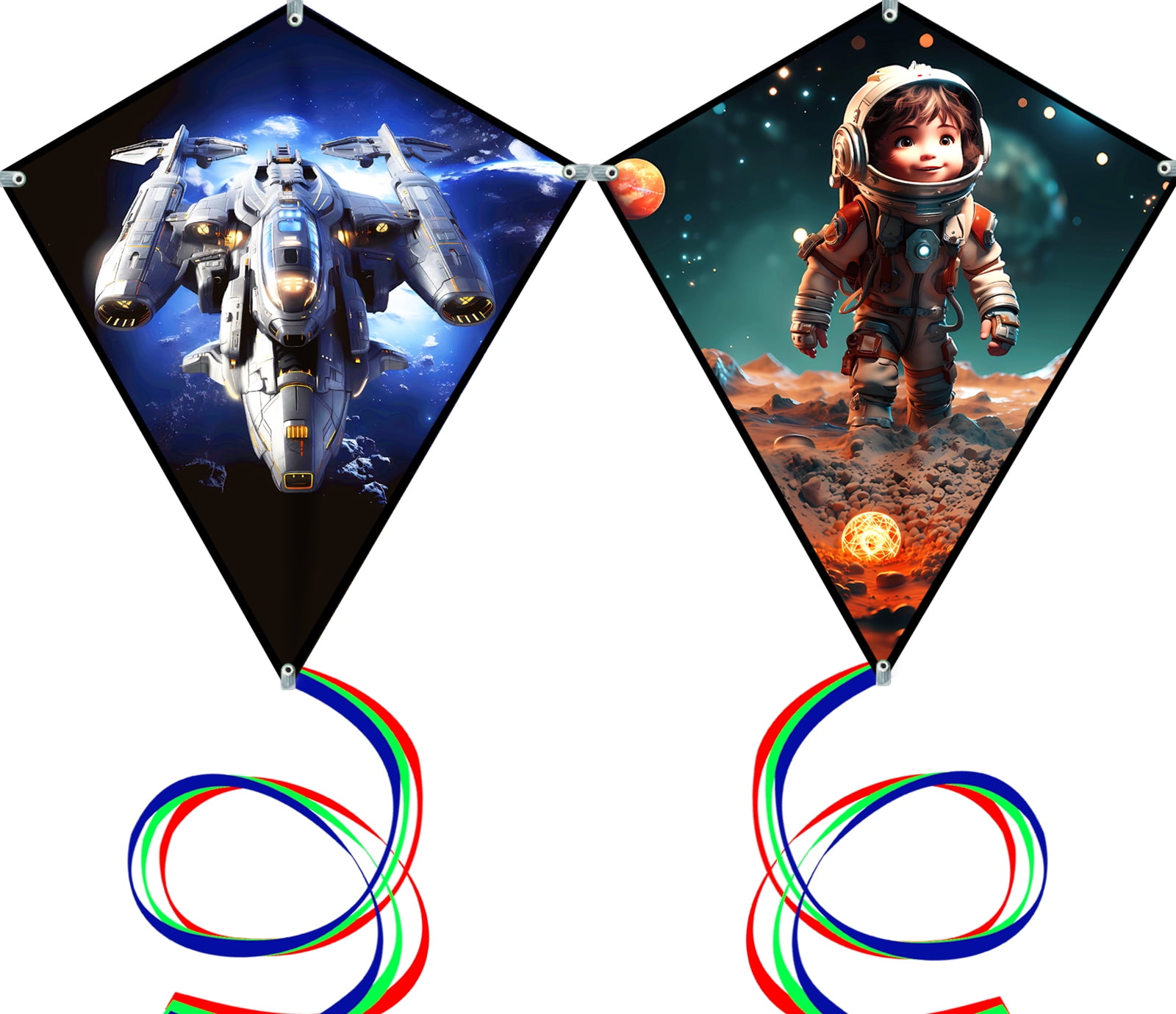 HENGDAKITE 2pack 27*23in Diamond kite for Kids and Adults Polyester HD ...