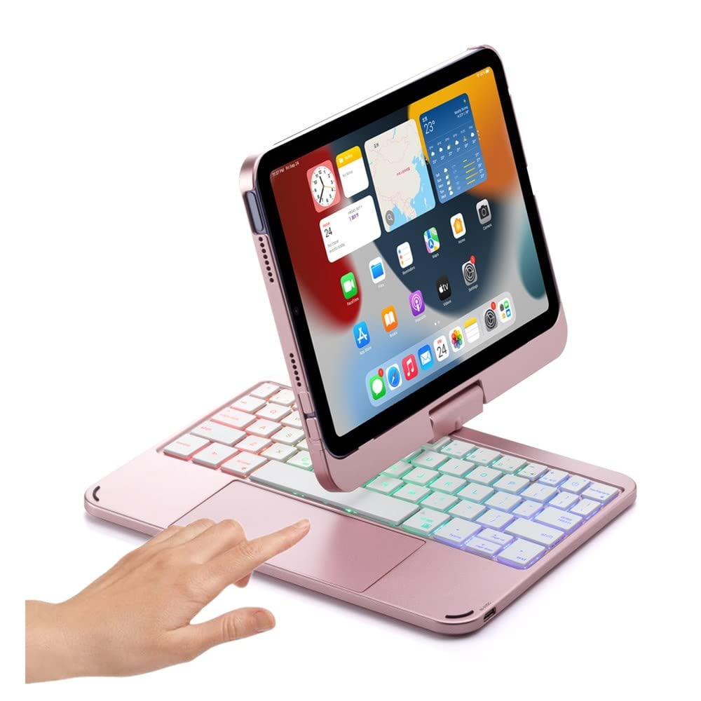 HENGHUI 360 Rotatable Keyboard Case for iPad 10th Generation 2022 10.9 inch Backlight Keyboard ...
