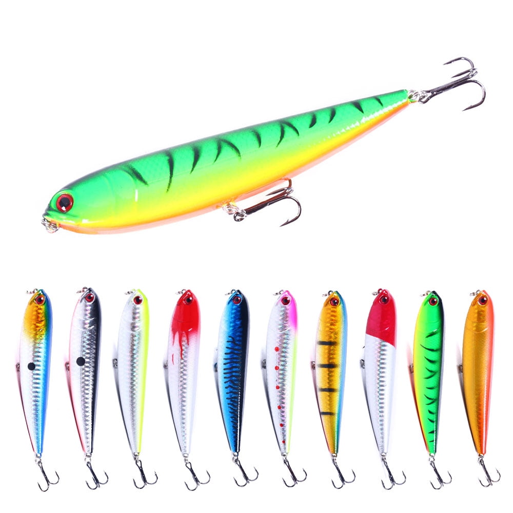 HENGJIA 10PCS Fishing Lures for Bass, Large Fishing Pencil Popper Lures ...