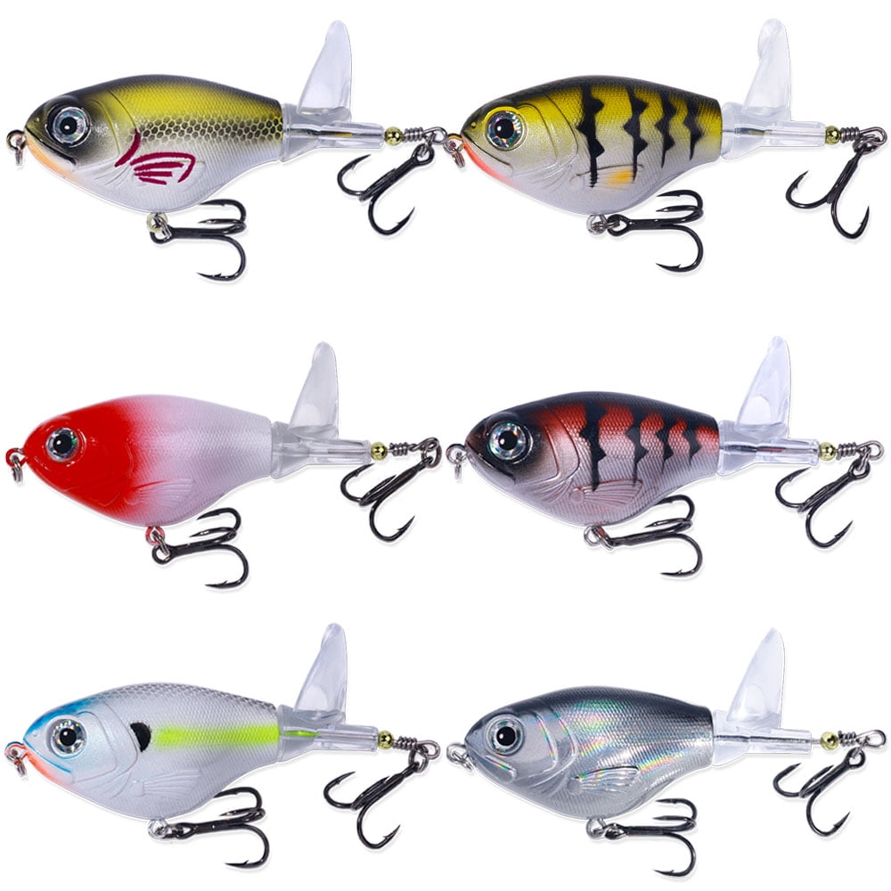 HENGJIA 6PCS Topwater Fishing Lures Bass Baits and Lures, Top Water ...