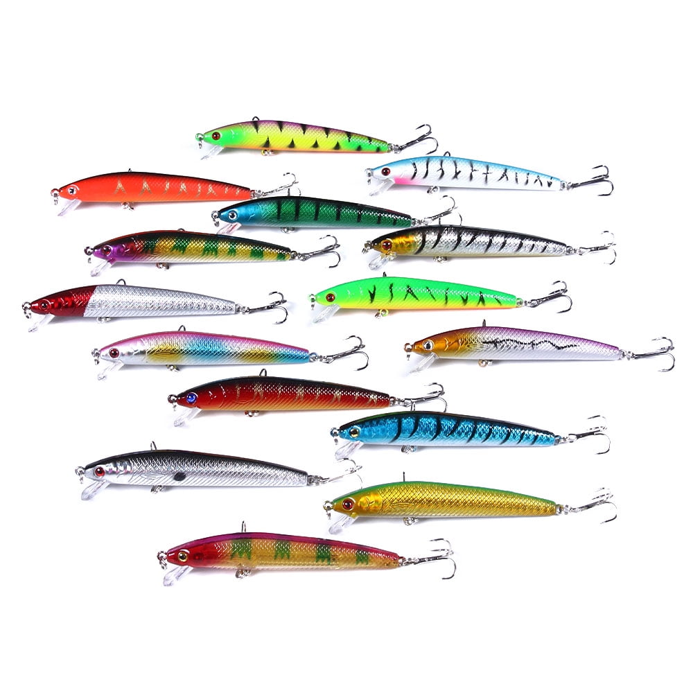 HENGJIA Minnow Bass Fishing Lures, Jerkbait Lure Set Hard Baits Crankbait for Catfish Trout ...