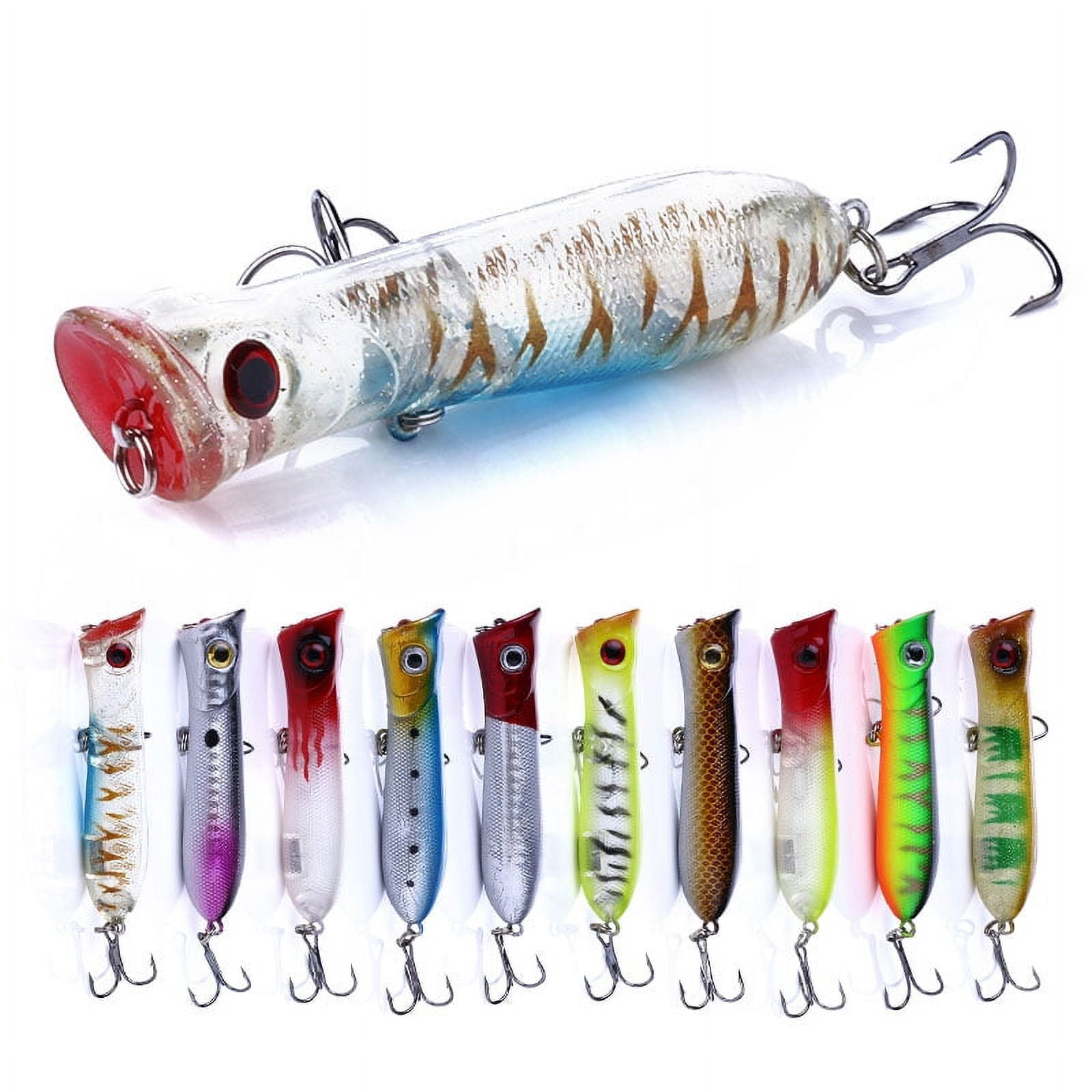 HENGJIA Top Water Popper Saltwater Fishing Lures, 10PCS Pencil Popper ...