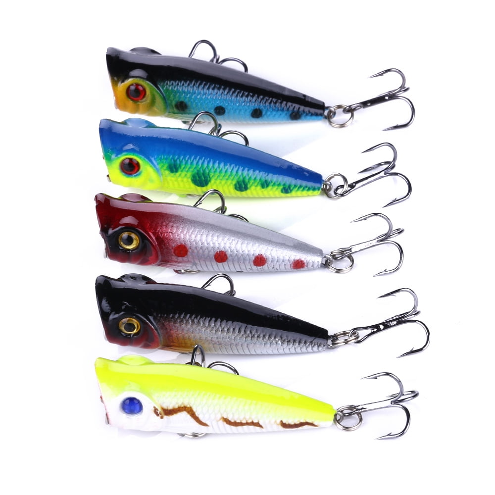 HENGJIA Topwater Poppers Fishing Lures, Pack of 5 Large Artificial ...