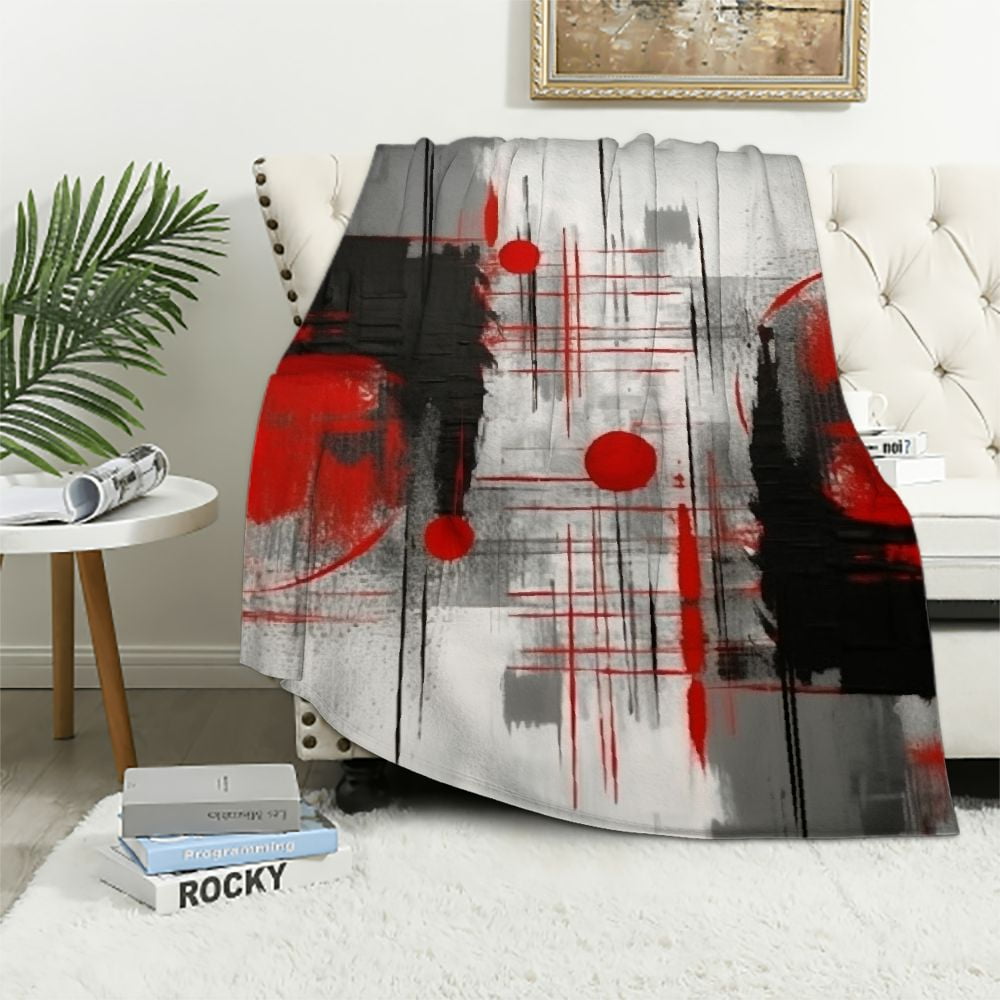 HENGT Abstract Plush Blanket Modern Abstract Art Throw Blanket for Bed ...