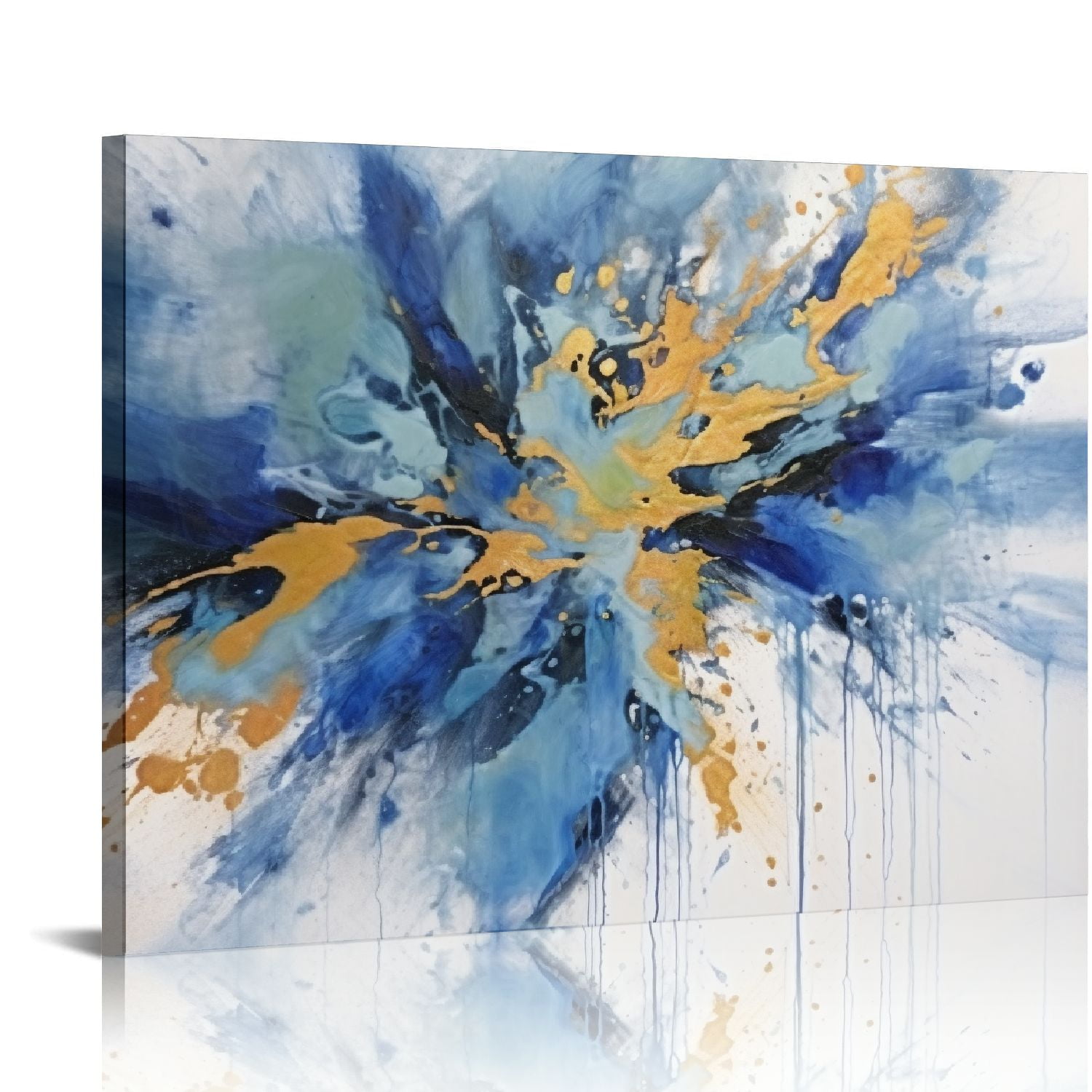 HENGT Abstract Wall Art For Living Room Navy Blue Canvas Wall Art ...