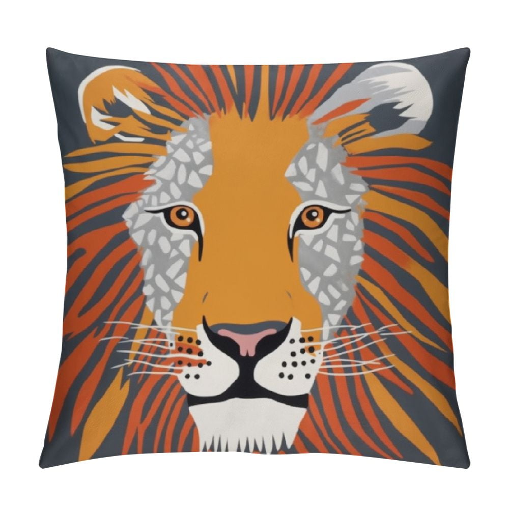 HENGT Animal Pillows Decorative Throw Pillow Covers Cartoon Lion Head ...