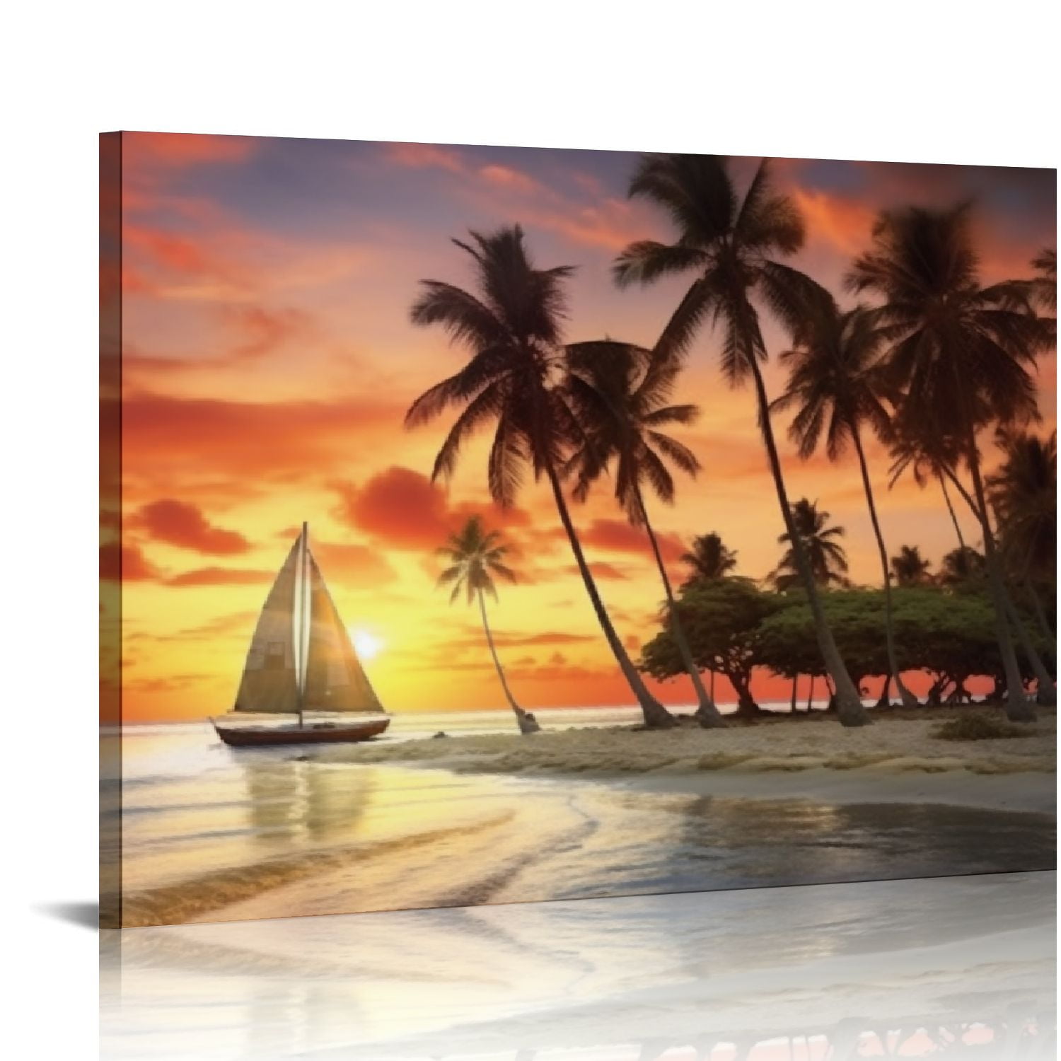HENGT Beach Canvas Wall Art Decor: Bathroom Bedroom Ocean Coastal Scene ...