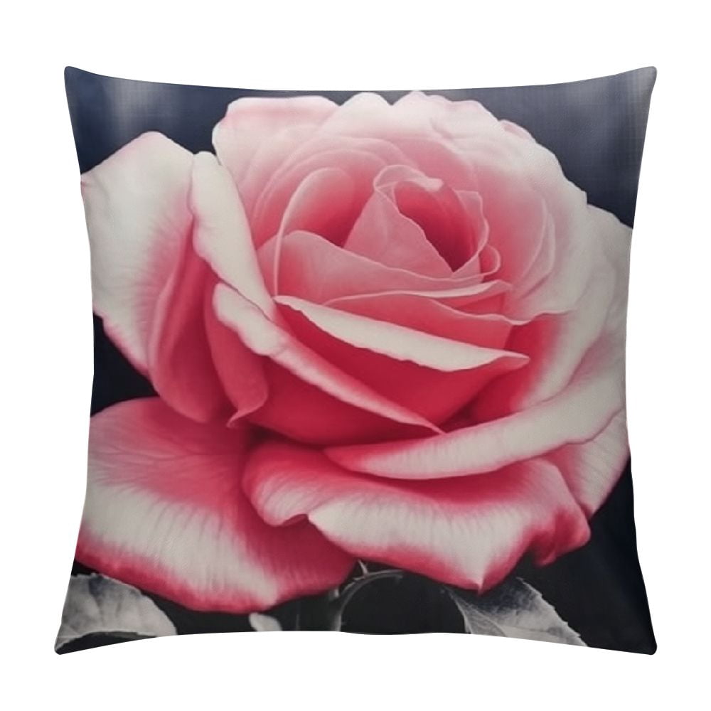 HENGT Black Pink Rose Throw Pillow Cover Morden Flower Floral ...