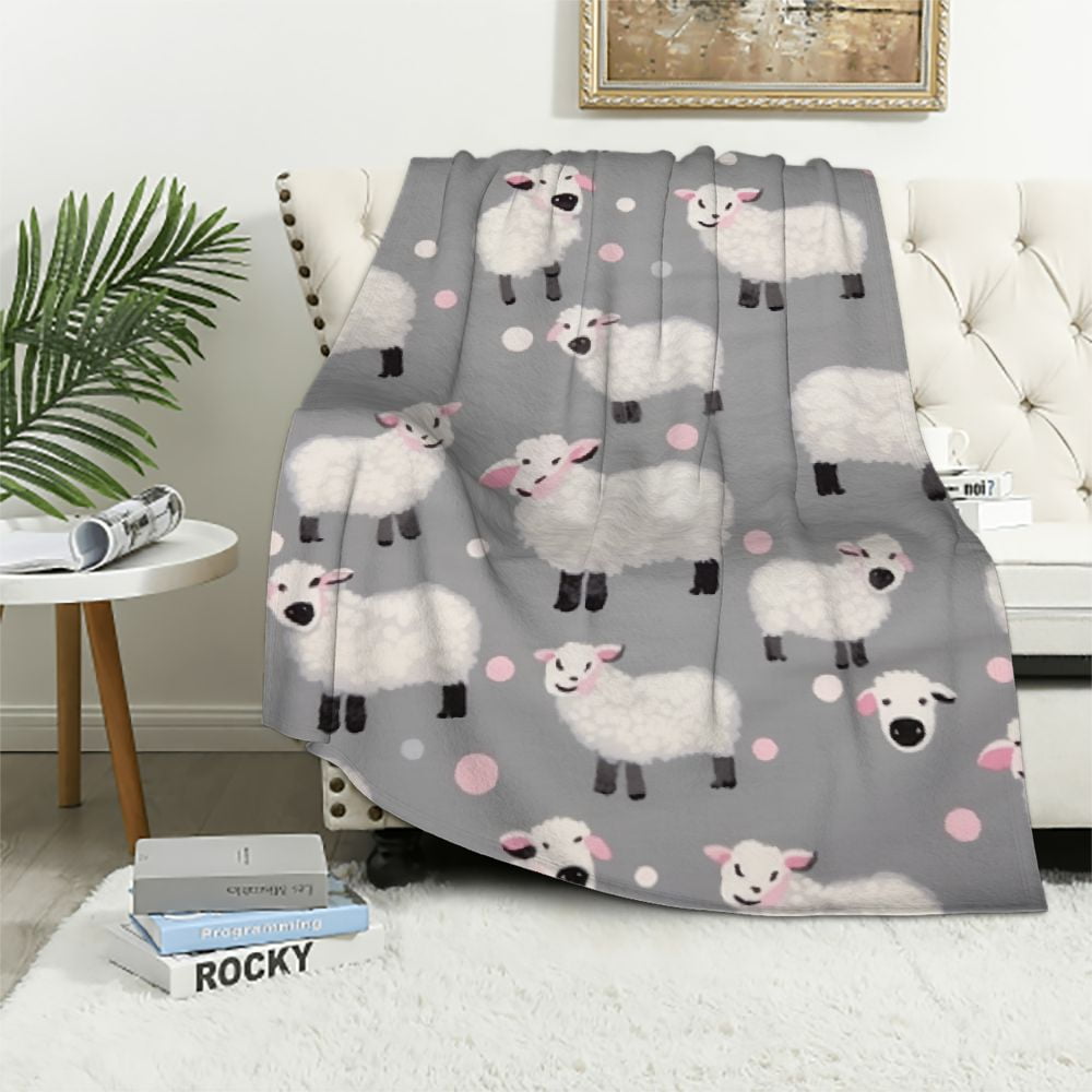 HENGT Blanket Cute Sheep Lightweight Ultra-Soft Micro Throw Blanket for ...