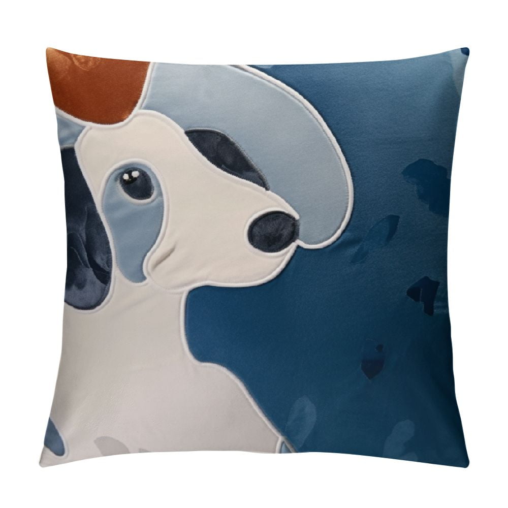 HENGT Blue Decorative Throw Pillow Cover with Cloth Texture Patchwork ...