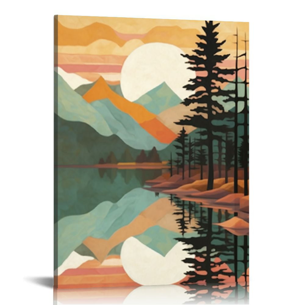 HENGT Boho Art Wall Decor, Boho Large Canvas Wall Art Abstract Sun ...