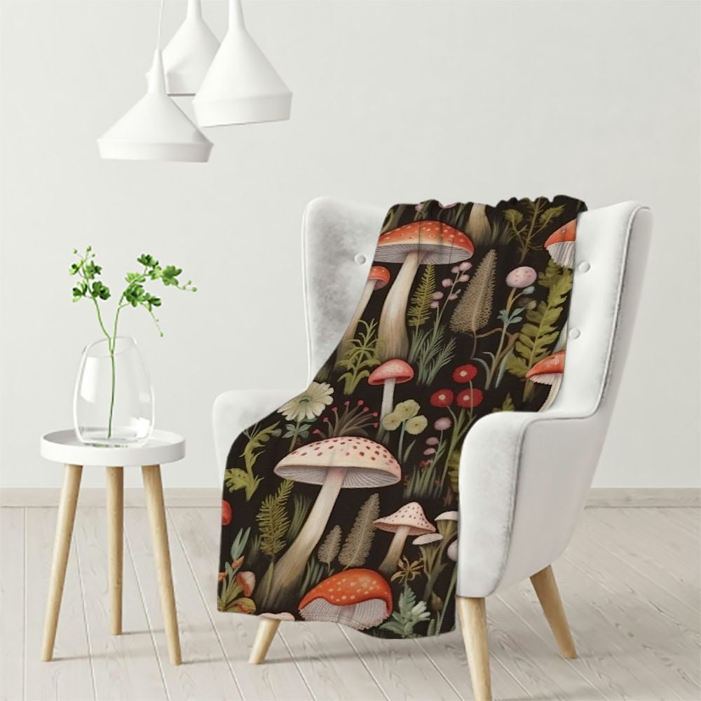 HENGT Boho Mushroom Blanket Autumn Mushrooms Lightweight Throw Blanket ...